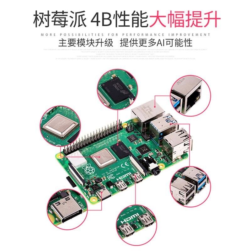 Raspberry Pi4B Raspberry Pi 5Development Board AI Artificial Intelligence Computer python Kit ...