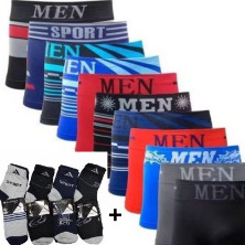 Kit Para HOMEN 10 Cueca Boxer Adulto + 12 Pares De Meias Alto Max Cano ...