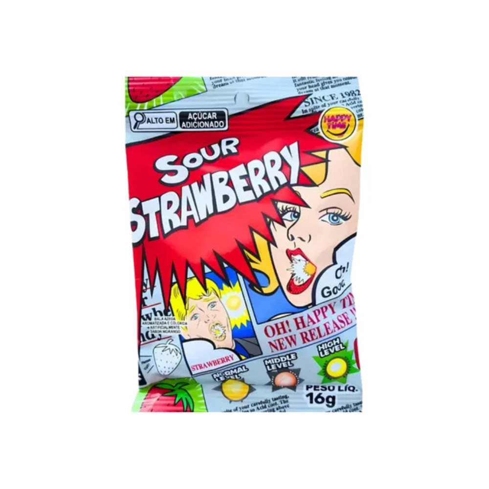Bala Super Azeda Sour Lemon,Cola ou Strawberry HappyTime 16g | Shopee ...