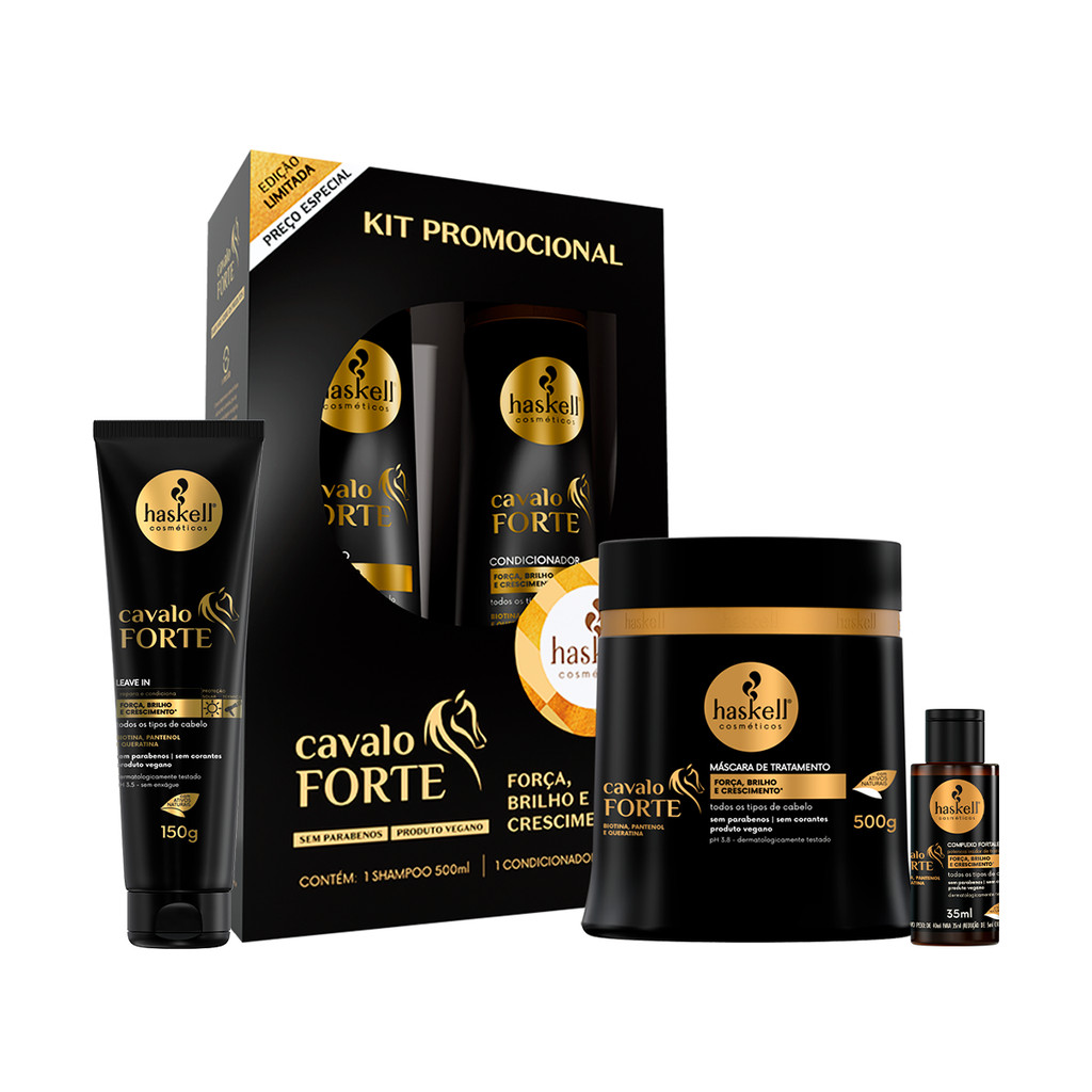 Kit Haskell Cavalo Forte Sh Cond Masc Leave Comp 500ml | Shopee Brasil