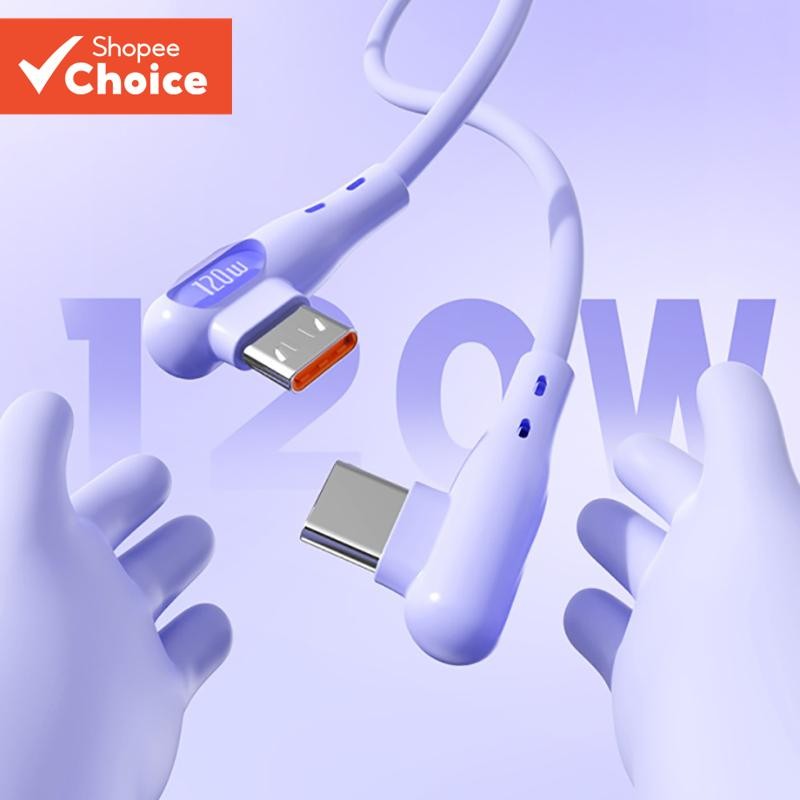 90 ° Cabo Super Carga 120W 6A Carregamento Rápido Tipo-C USB Linha De Dados Suporte Transmissão ...