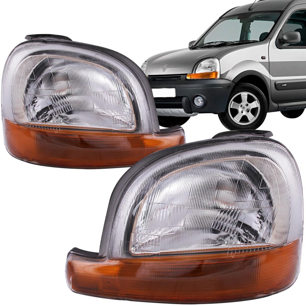 Farol Kangoo 2000 2001 2002 2003 2004 2005 2006 2007 2008 Cromado Pisca ...