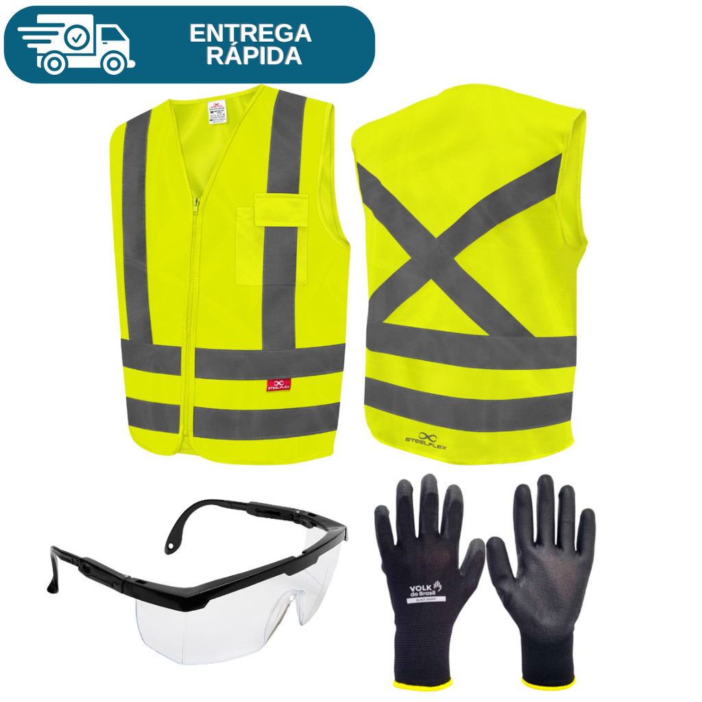 Kit Epi Entregador Mercado Colete Refletivo + Luva Multitato Pu ...