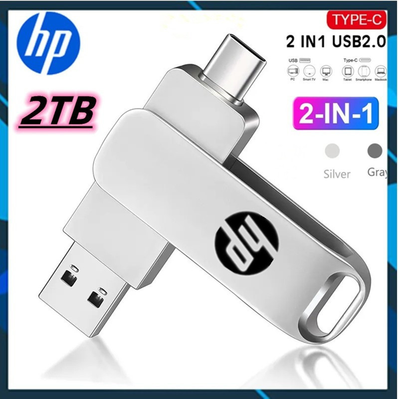 Unidade flash USB HP 2TB 1TB OTG Metal TYPE-C 512GB 256GB 128GB Android ...