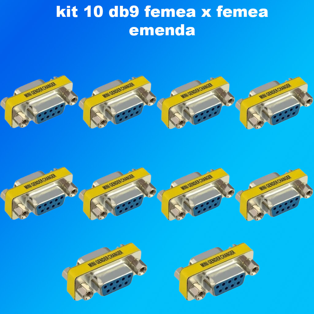 Kit 10 Adaptadores de Emenda Serial RS232 DB9 – Fêmea x Fêmea | Shopee ...