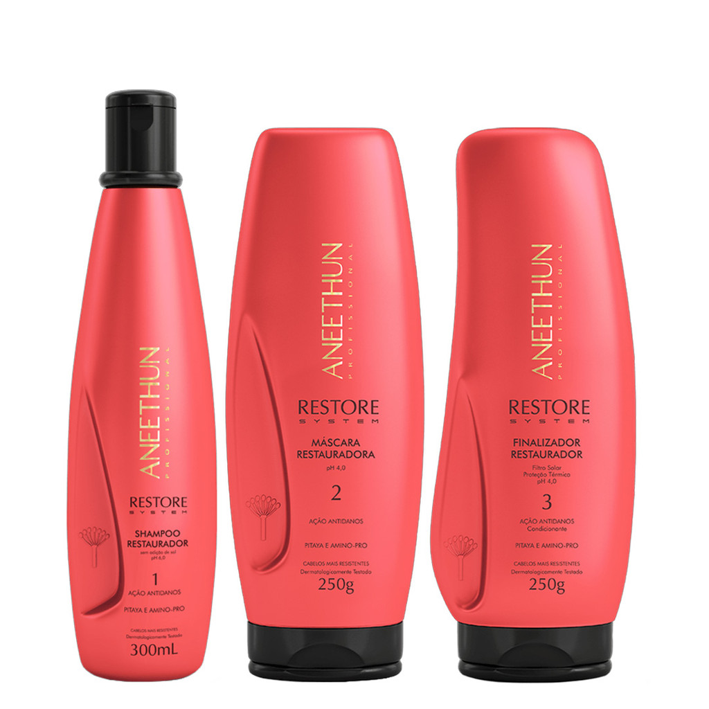 Aneethun Restore System Kit Shampoo Restaurador Máscara Restauradora e ...