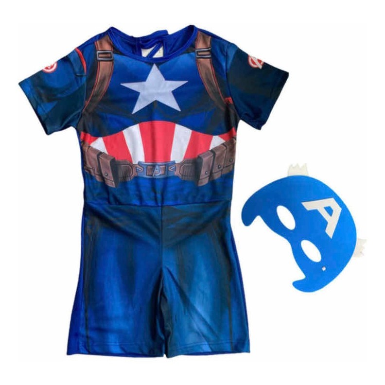 Fantasia Roupa Infantil Capitão América C/ Máscara | Shopee Brasil