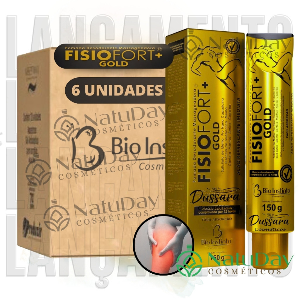 Kit 6 Pomadas Fisiofort+ Gold 150g Bio Instinto Massageadora Para Dor ...