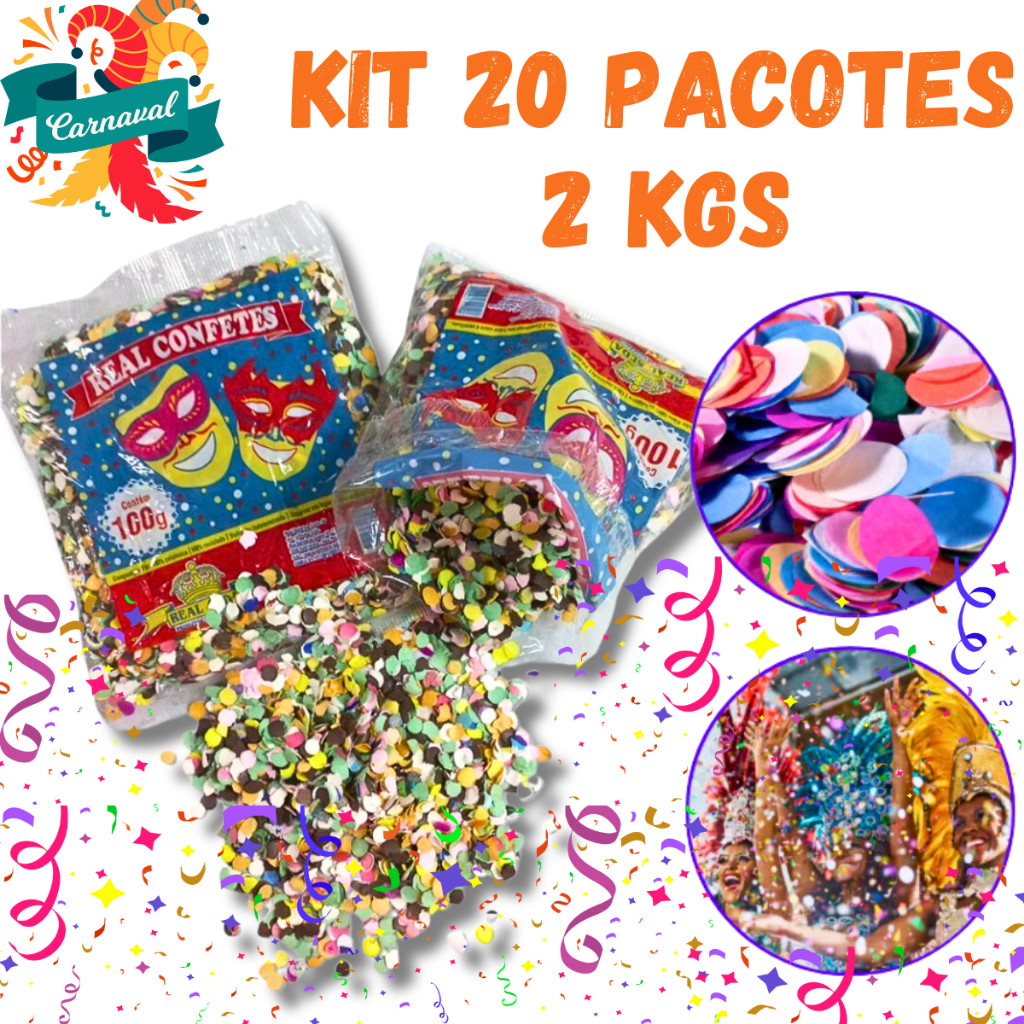 Kit Pacotes Confete Papel Carnaval 100g Festa Confetes Coloridos para ...