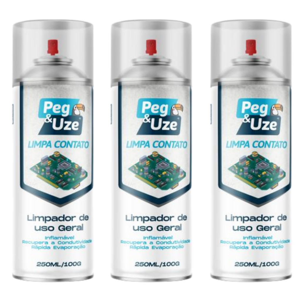03 Unidades Limpa Contato Spray 250ml – Peg & Uze Etaniz | Shopee Brasil