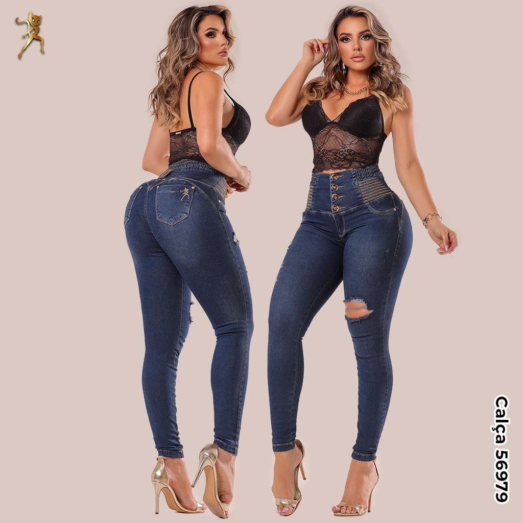 57324 - Calça Feminina Rhero Jeans Com Bojo Removível | Shopee Brasil