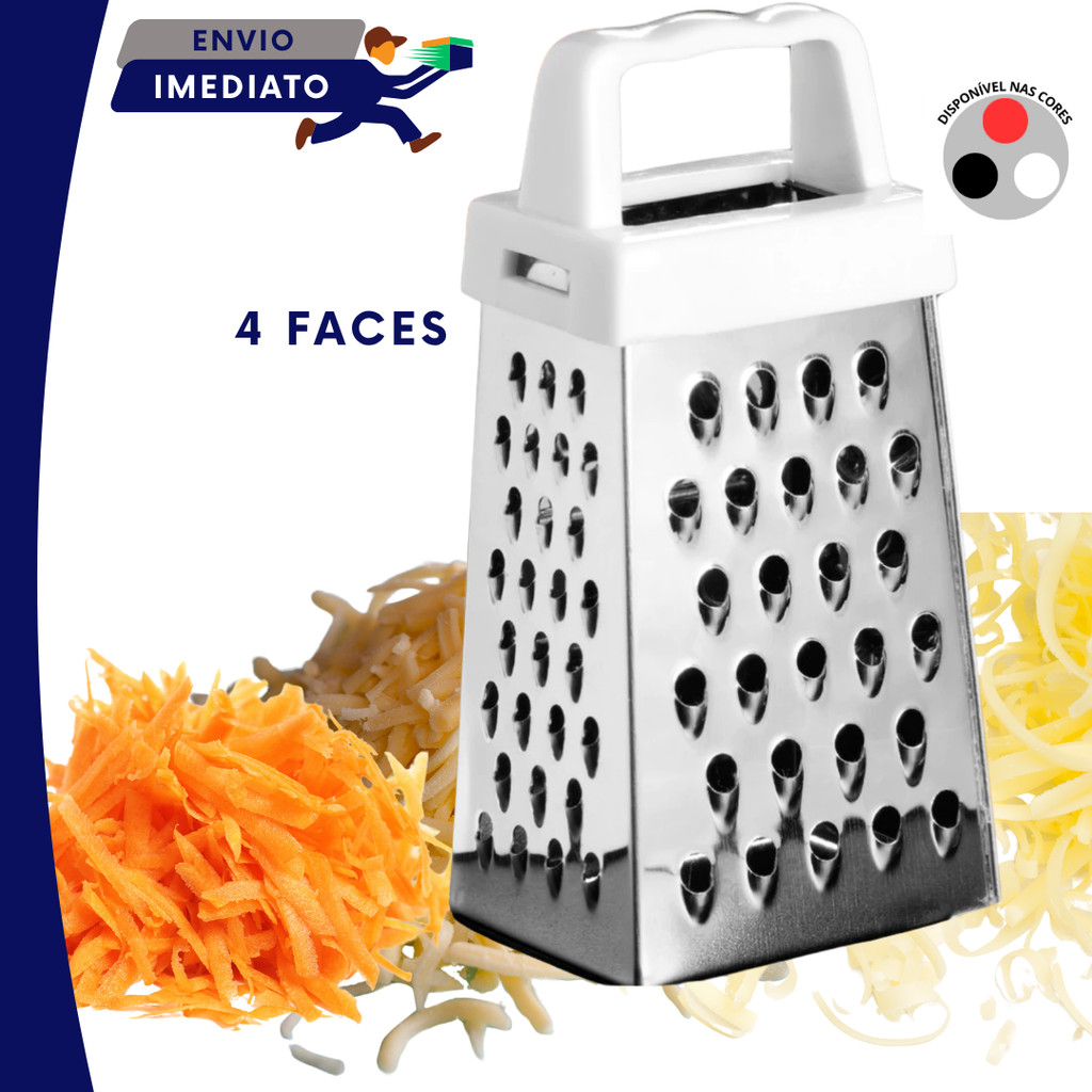 Kit 3 Un Ralador De Legumes 4 Faces em Aço Inox Brilhoso 18cm Frutas ...