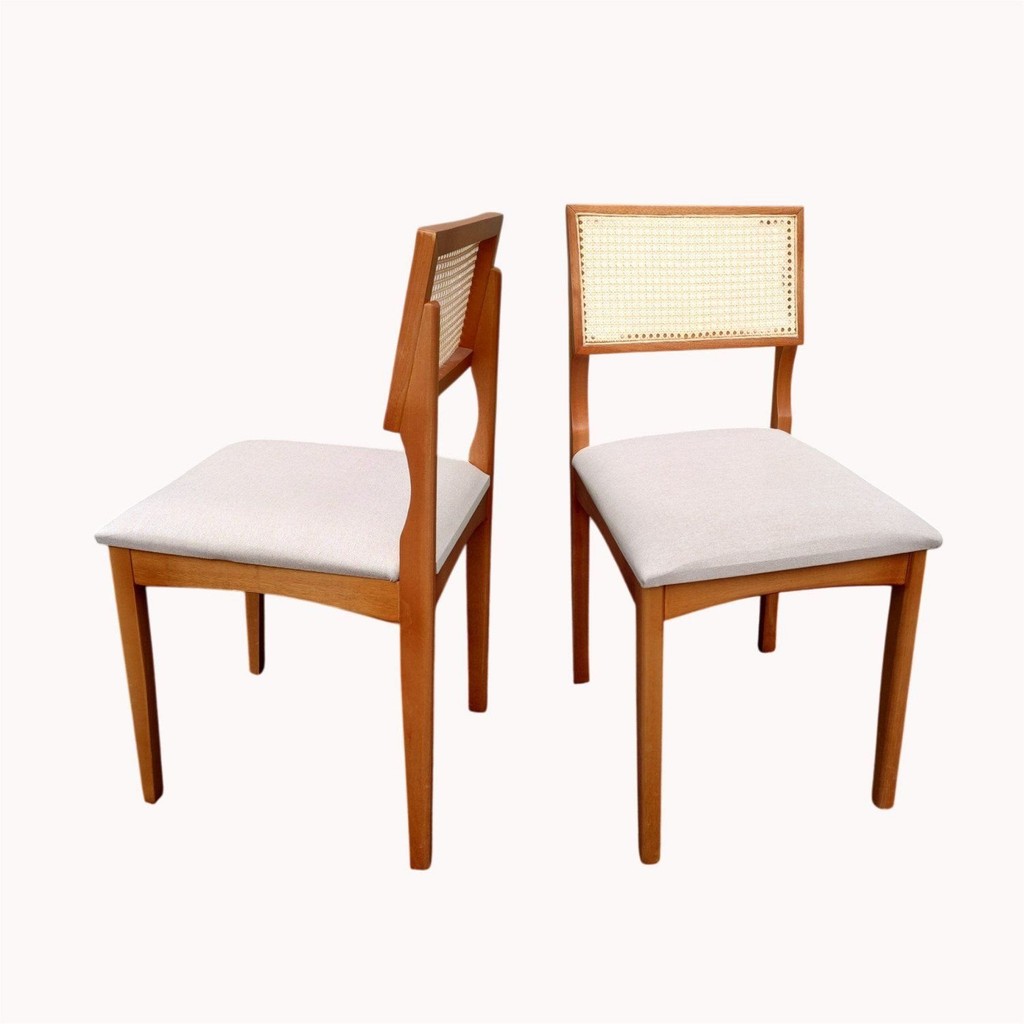 Kit 2 Cadeiras para Sala de Jantar Madeira Maciça Suiça com Ratam ...