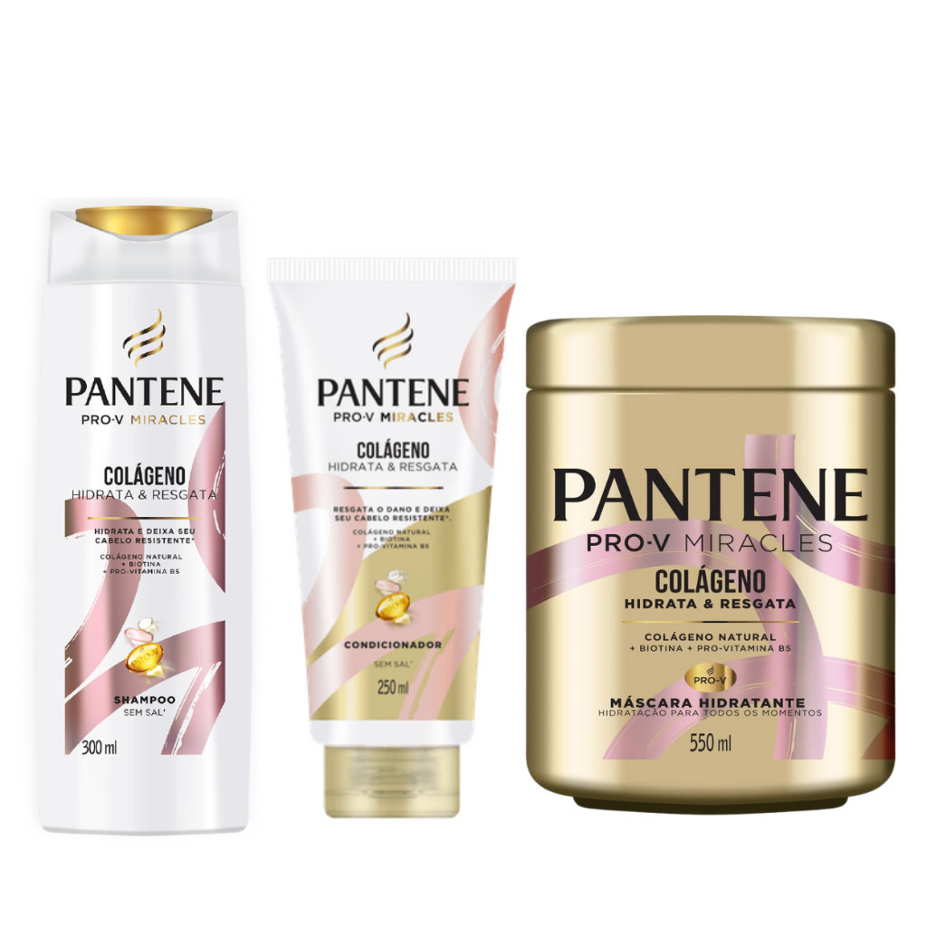 Kit Pantene Colageno Miracles Hidrata & Resgata (3 itens) | Shopee Brasil