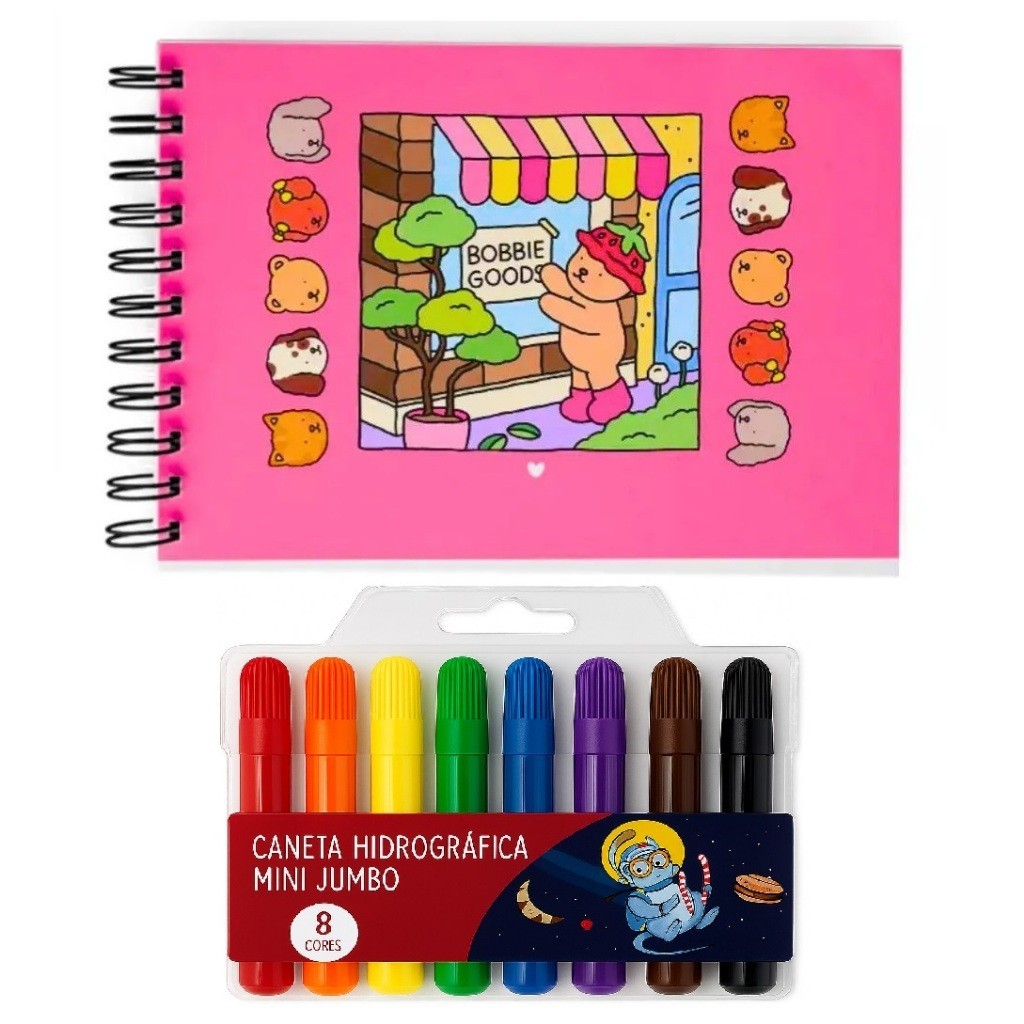 Livro de Colorir Bobby Gods + Kit 8 Canetinhas Coloridas | Diversão ...
