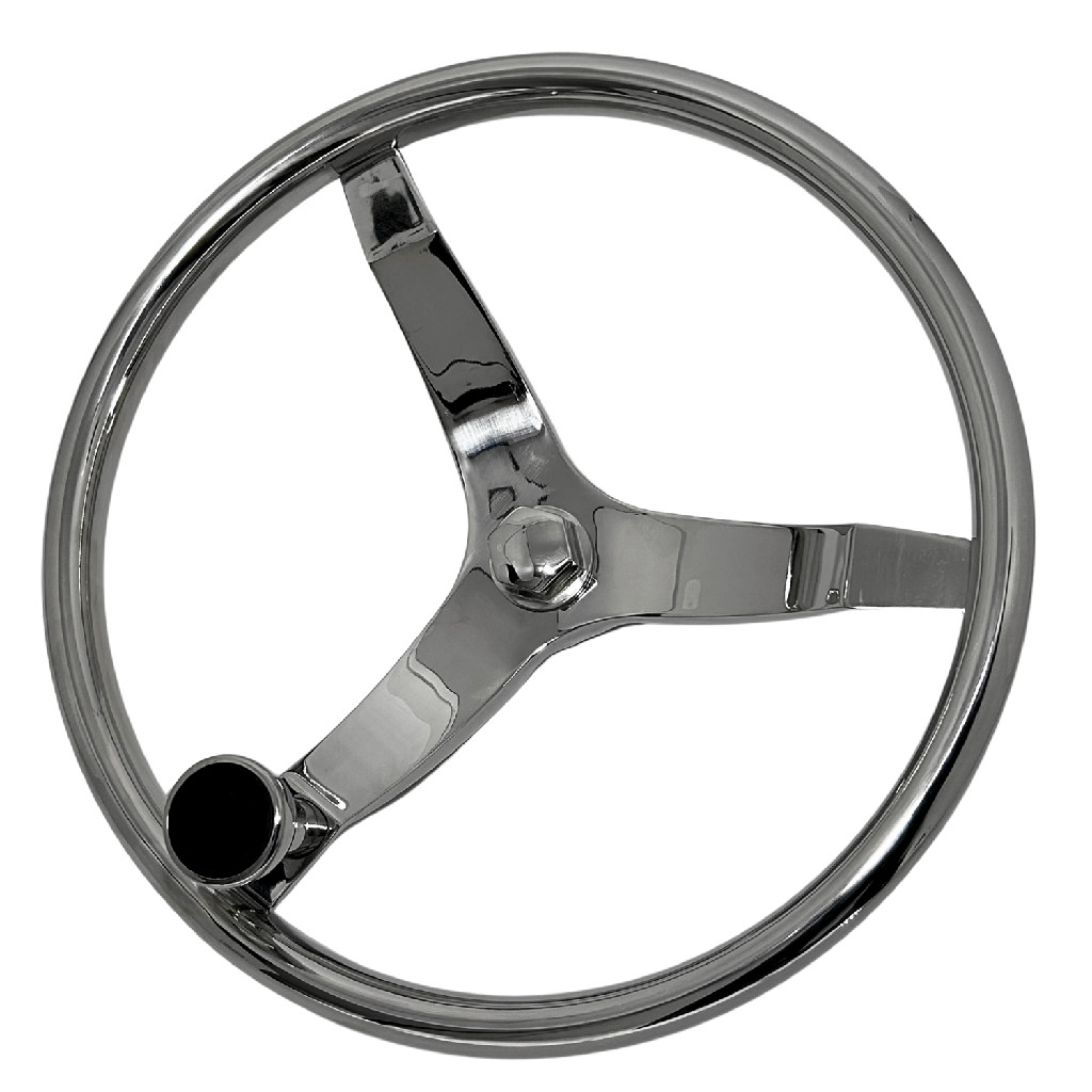Volante 343mm Inox S316 3 Barras Com Apoio Knob Barco Lancha | Shopee ...