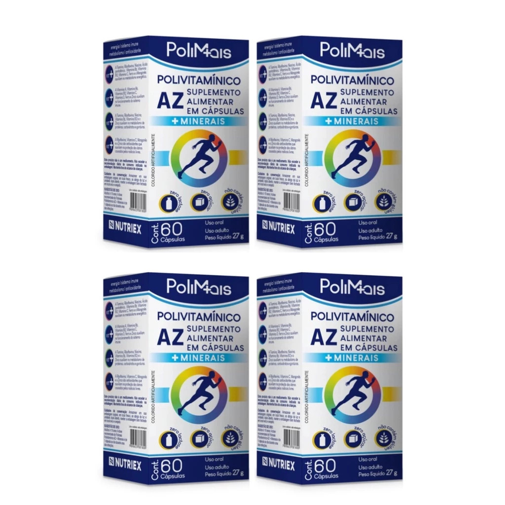 Kit 4 Polimais A-Z Total 240 Cápsulas - Polivitamínico | Shopee Brasil