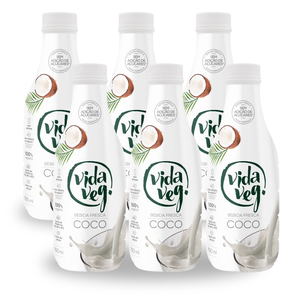 Bebida Vegetal De Coco Vida Veg Garrafa 700ml - 6 unidades | Shopee Brasil