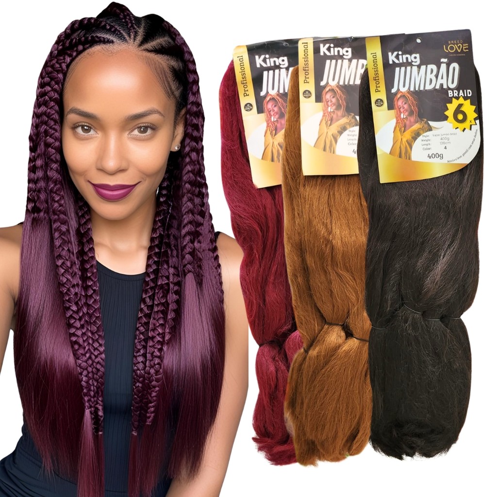 Cabelo King Jumbo Aplique Afro Braids Jumbão Tranças Extensão Cabelo ...