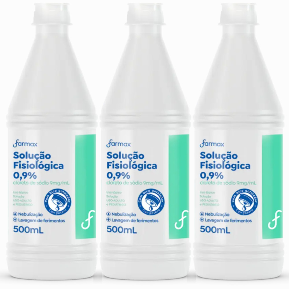 kit com 3 Soro Fisiológico Sorimax Farmax 500ml | Shopee Brasil