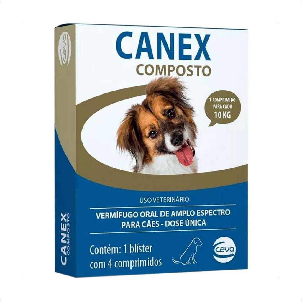 Canex Vermifugo Para Cães 4 Comprimidos Composto Para 10kg | Shopee Brasil