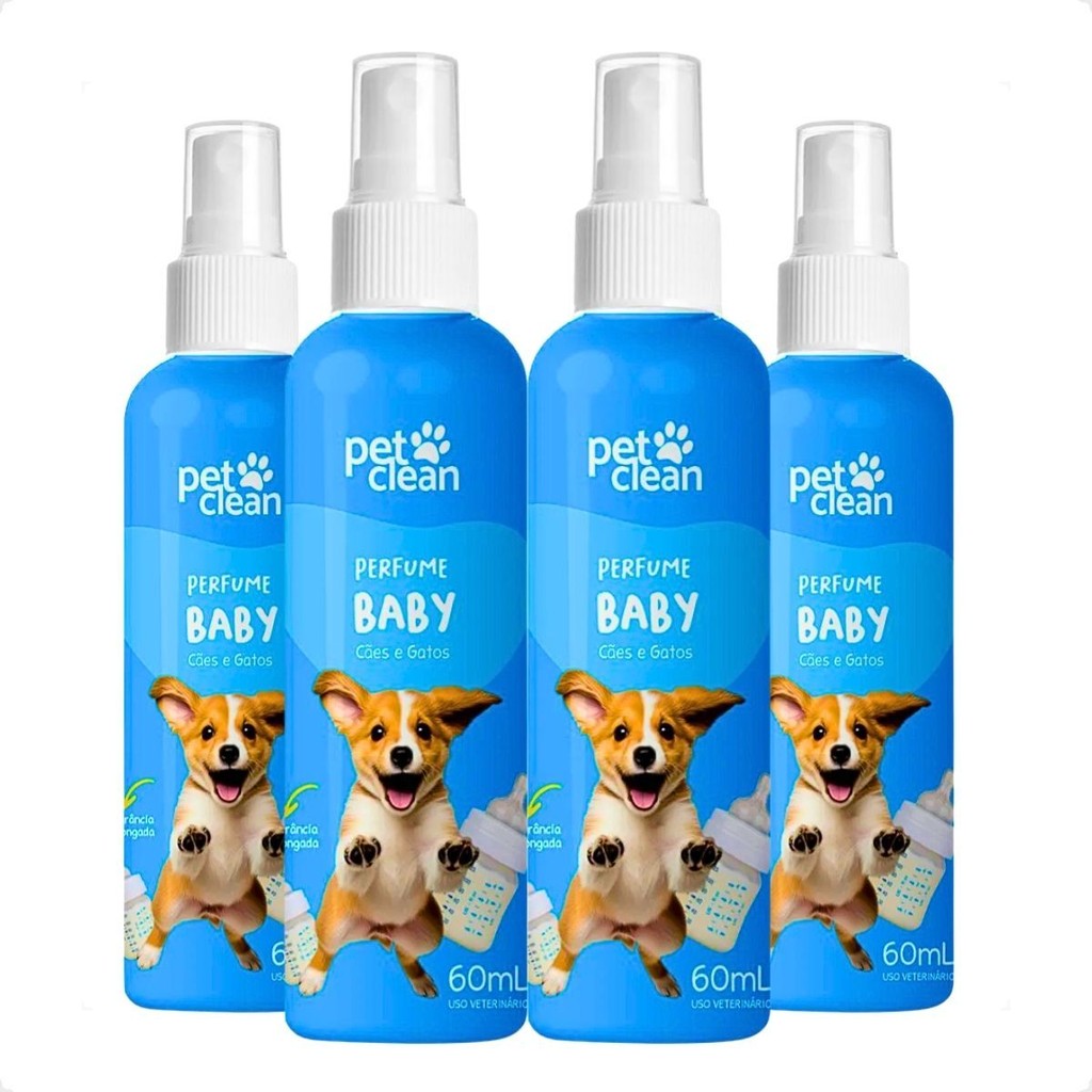 Kit 4 Perfume Pet Baby 60ml Para Cachorro E Gato - Pet Clean | Shopee ...