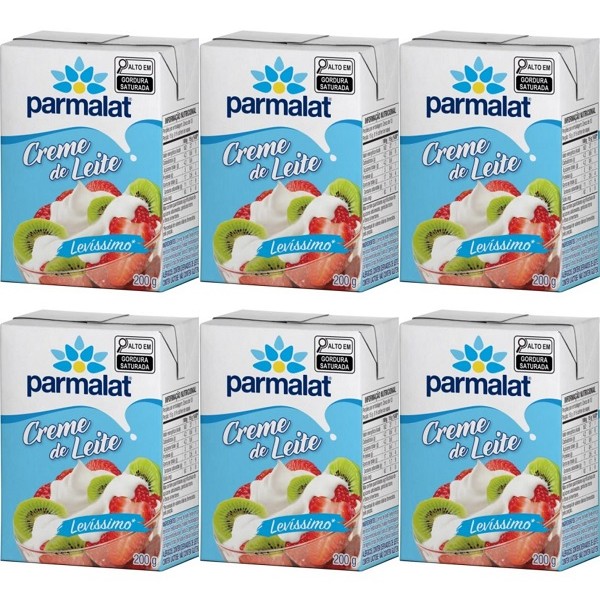 Creme de Leite Parmalat UHT 10% Gordura Levíssimo 200G - 6UN | Shopee Brasil
