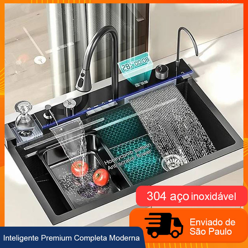 Cuba Gourmet Pia Aço Inox 304 Cozinha Cascata Smart Multifuncional Pia ...