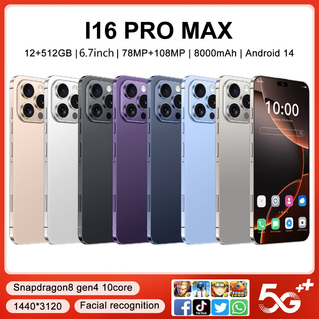 Novo produto A16 Pro Max 4G/5G Smartphone 6.7 Polegada tela cheia memória do telefone 12GB RAM ...