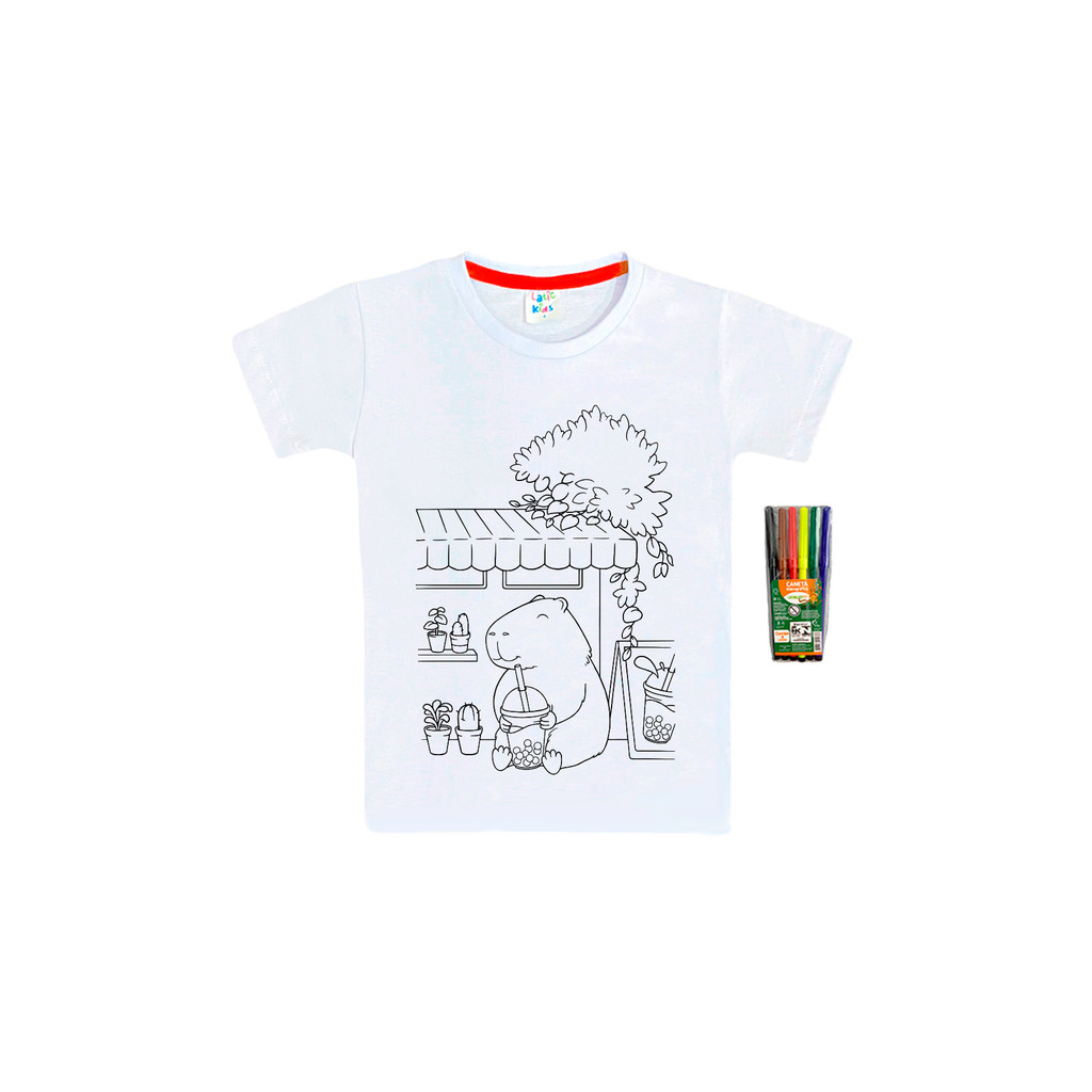 Camiseta Colorir Infantil Capivara | Pinte e Lave | Criativa e ...