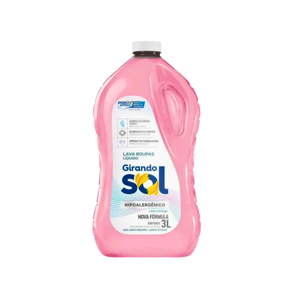 Lava Roupas Líquido Hipoalergênico 3L Girando Sol | Shopee Brasil