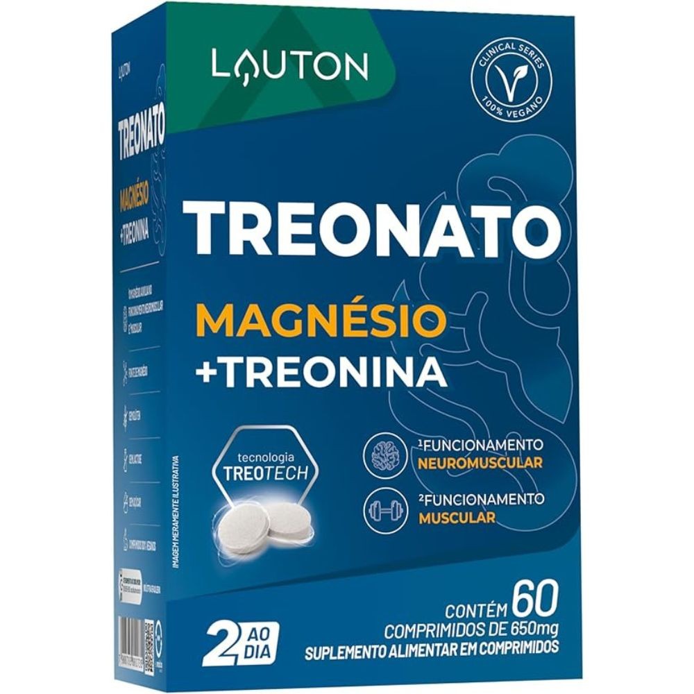 Treonato Magnesio Treonina 650 Mg 60 Caps - Lauton | Shopee Brasil
