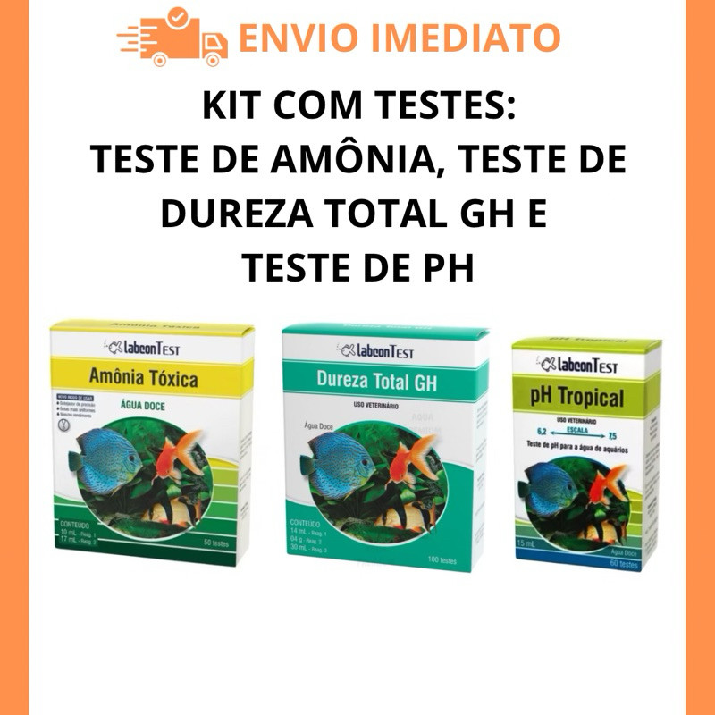 Kit com Testes de Amonia Teste de Ph e Teste de Dureza Total Gh ...