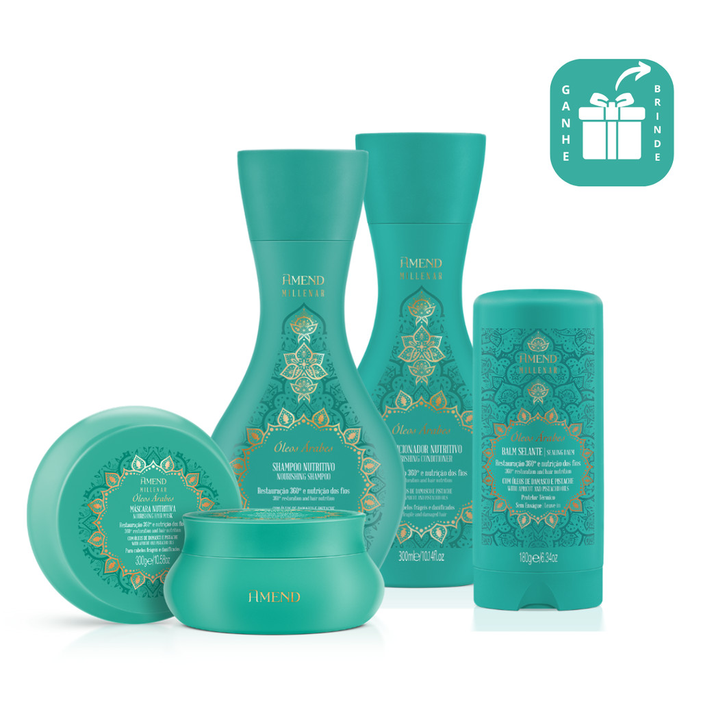 Amend Óleos Árabes Shampoo, Condicionador, Máscara e Balm Selante ...