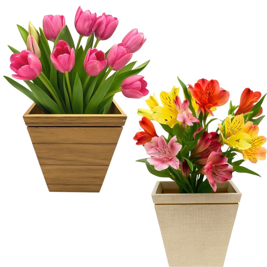 Vaso De Plantas Flores Cachepo Pequeno Quadrado 15cm MDF | Shopee Brasil