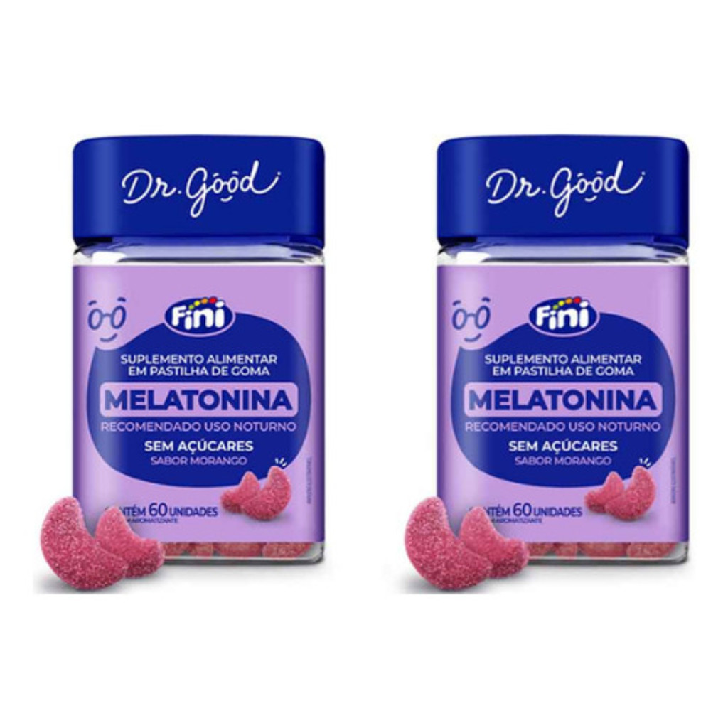 Kit Melatonina Fini Dr Good 60 Gomas - Morango Sem Açúcar 2Un | Shopee ...