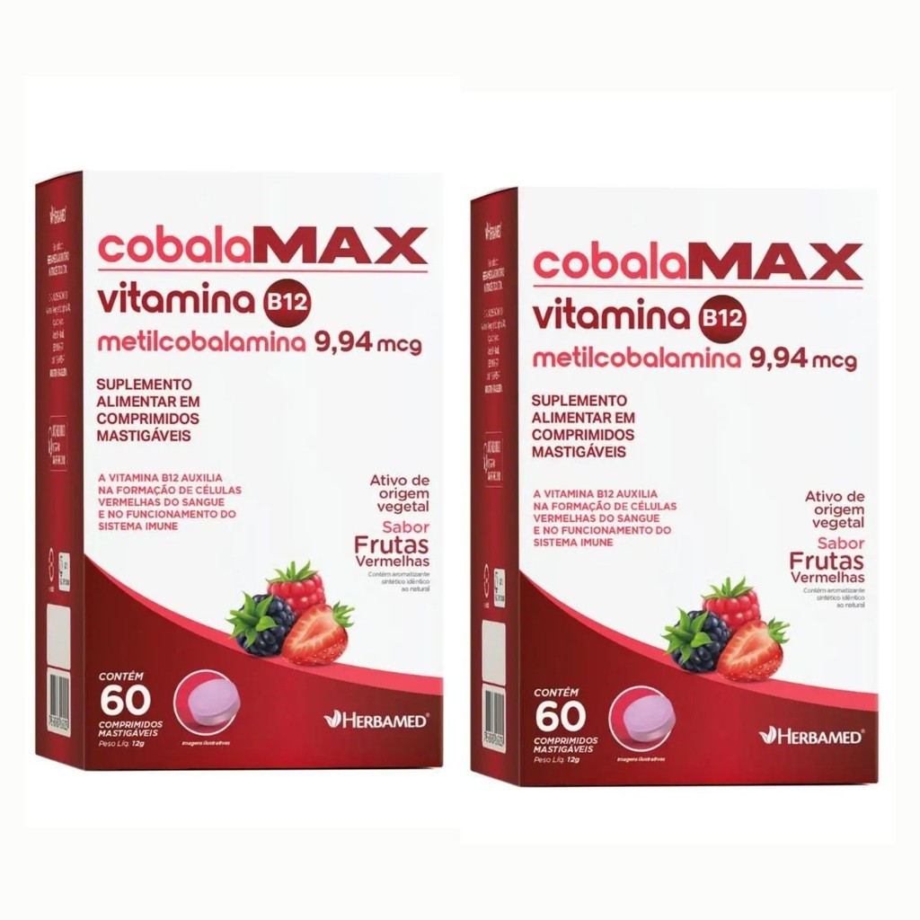 Kit 2 Cobalamax Vitamina B12 (Metilcobalamina 9,94mcg) 60 Comprimido ...