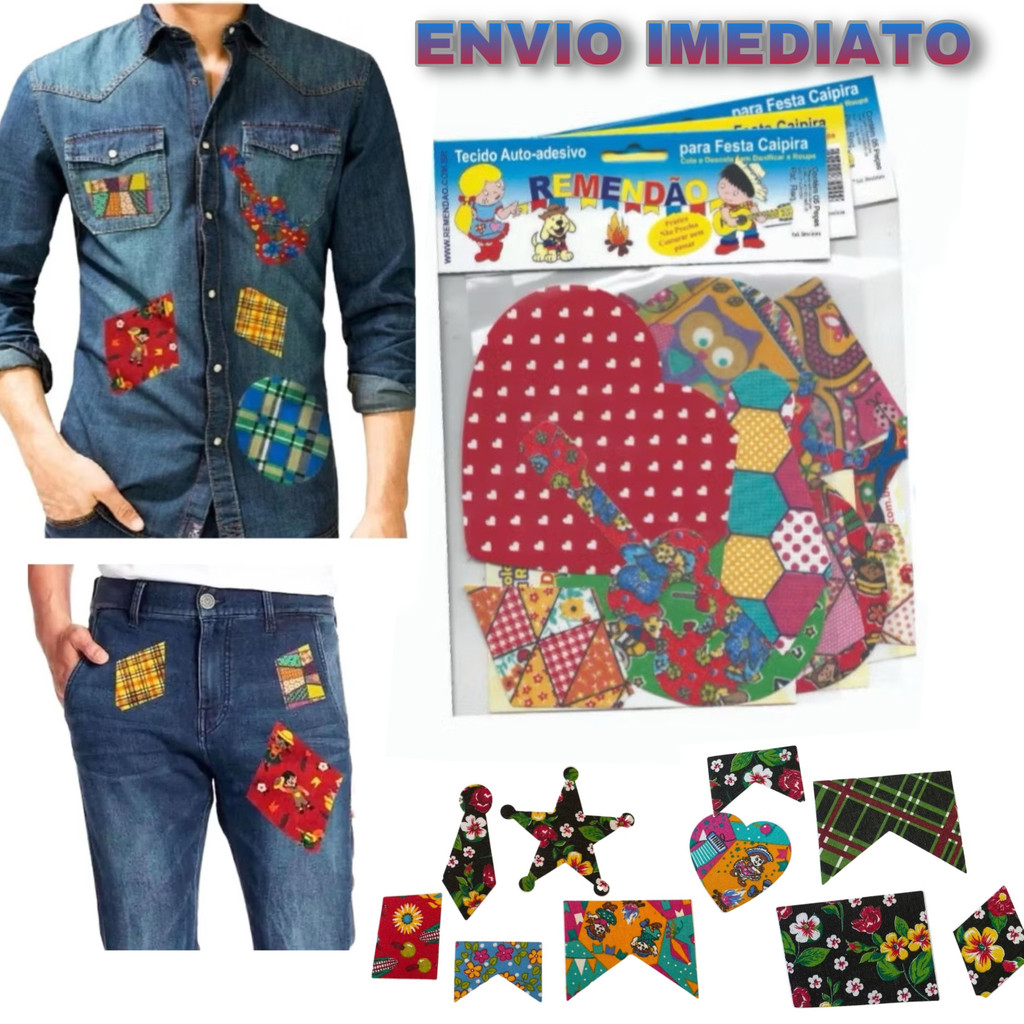 Kit 20 Adesivo Roupa Festa Junina Remendo Retalho Junino Auto Colante ...