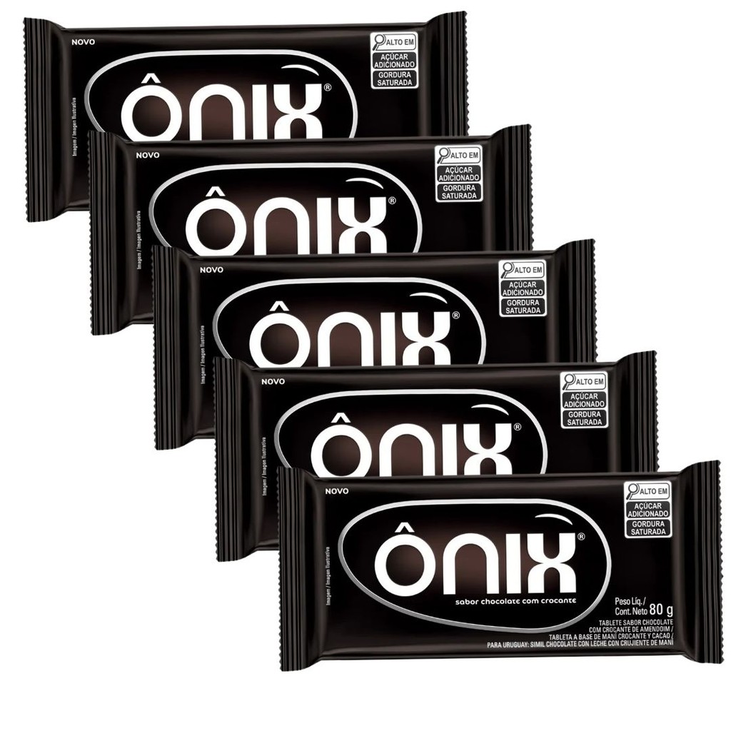 Kit 5un Barra Chocolate Garoto Onix 80g Ao Leite com Crocante Edição ...