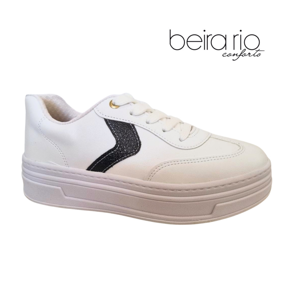 TENIS FEM. BEIRA RIO BRANCO PRETO | Shopee Brasil