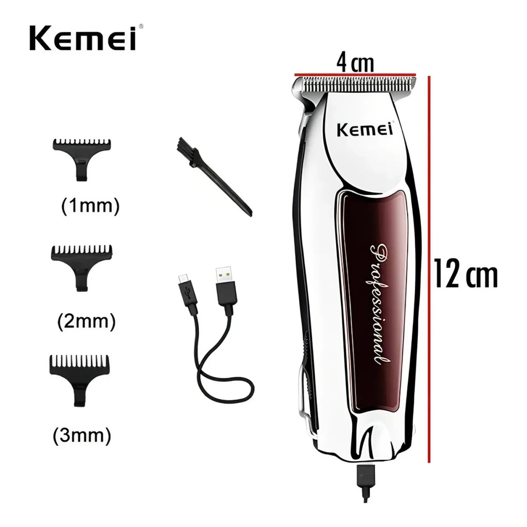 Maquina De Acabamento Profissional Kemei 9163 Barba Cabelo Recarregável Bivolt | Shopee Brasil