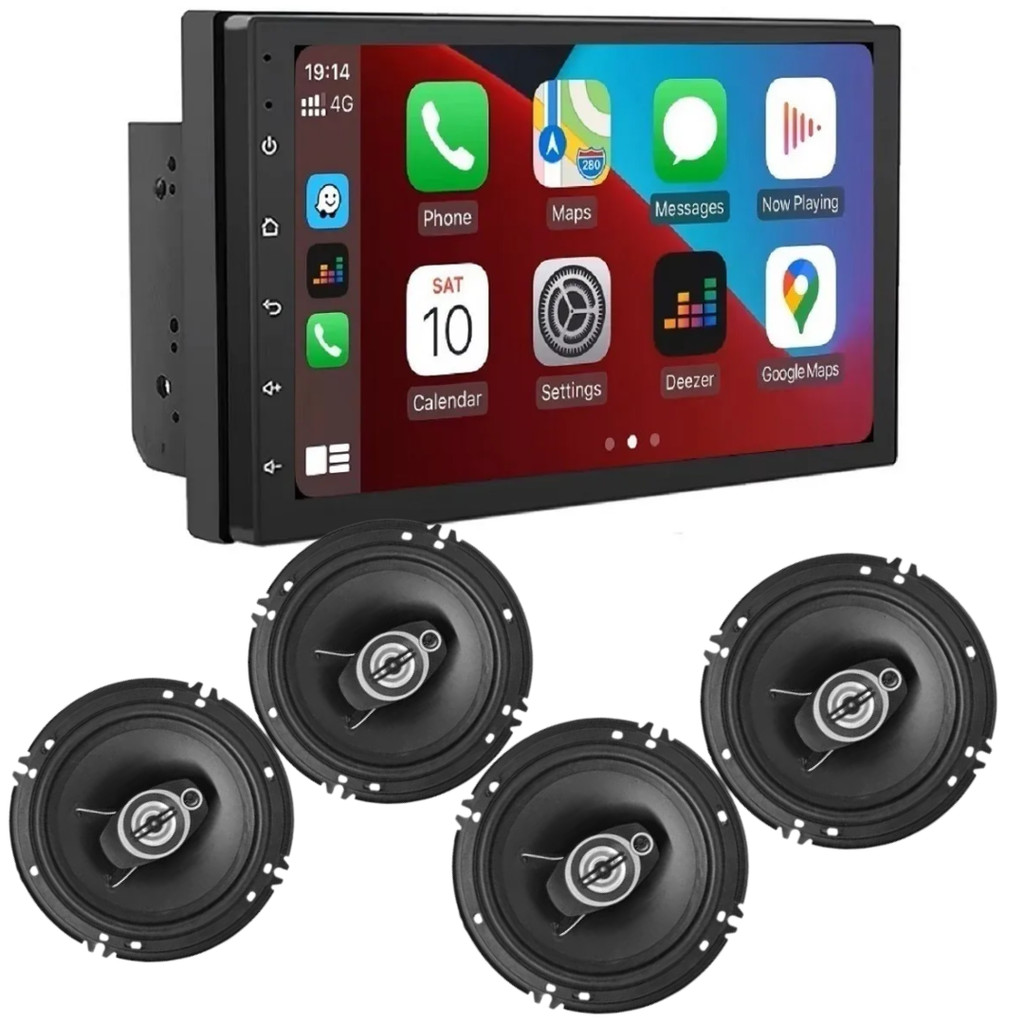 Kit Som Automotivo Mp5 2Din Android e 4 Alto Falantes 6 220W Rms ...