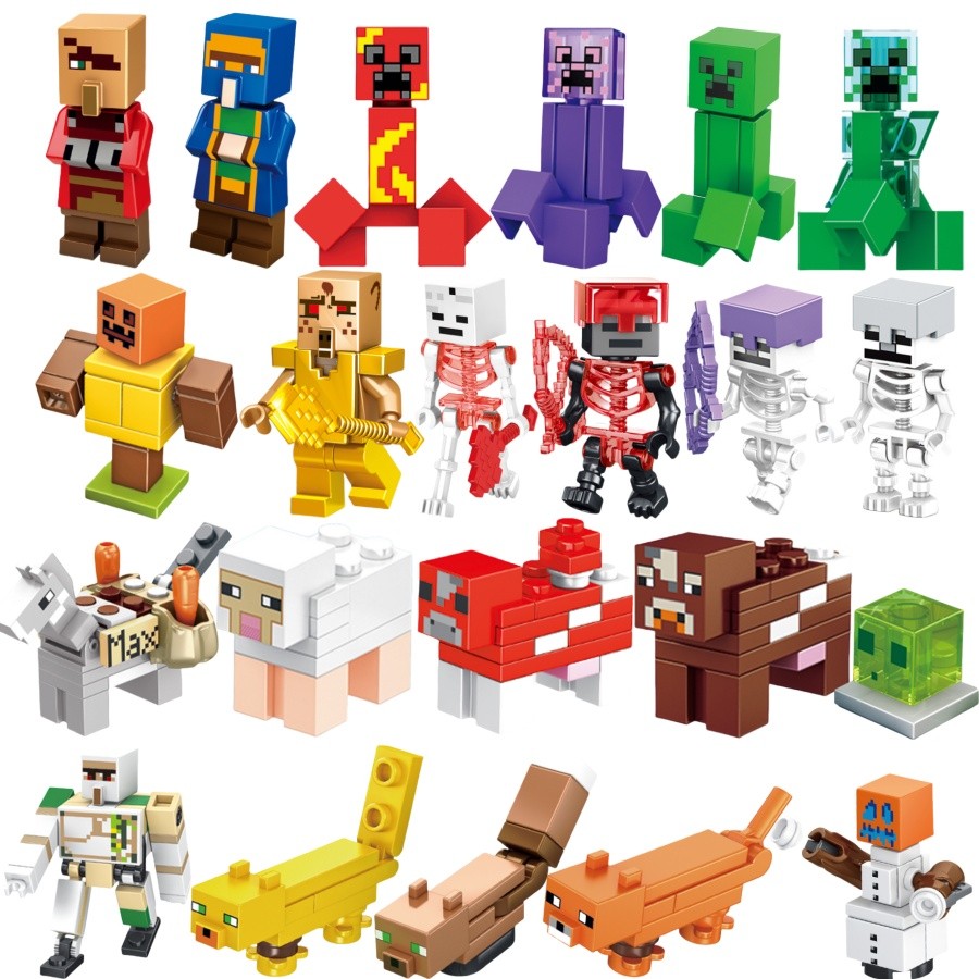Minecraft Action Figure villager Wither Skeleton Creeper Skeleton Steve ...