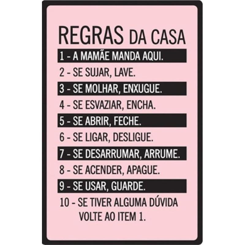Placa Decorativa Regras Da Casa Rosa 20x30 Mdf | Shopee Brasil
