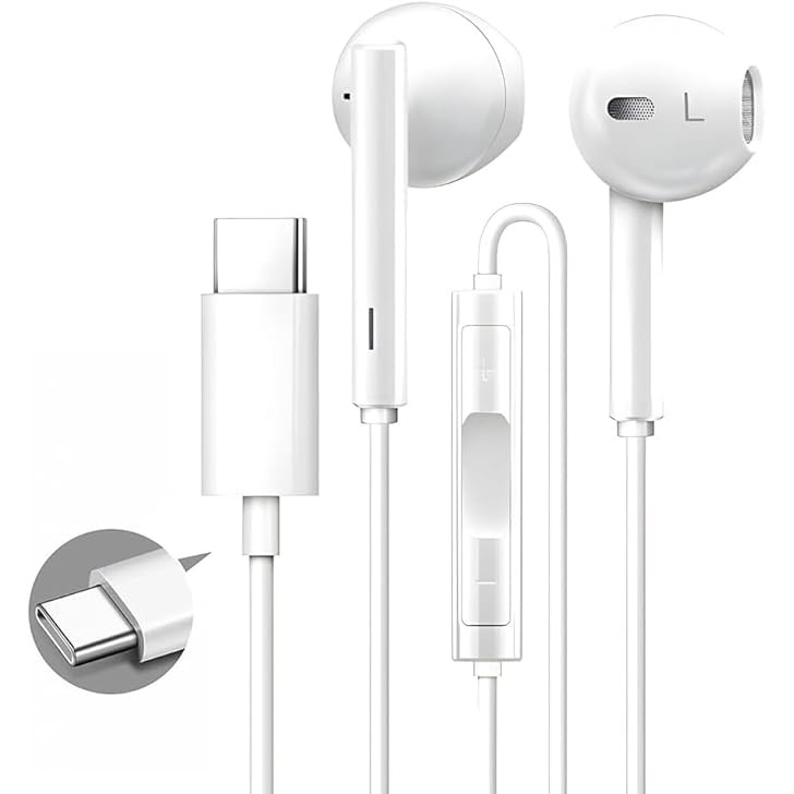Fones de ouvido USB C com fio para iPhone 15/15 Pro/15 Pro Max, iPad ...