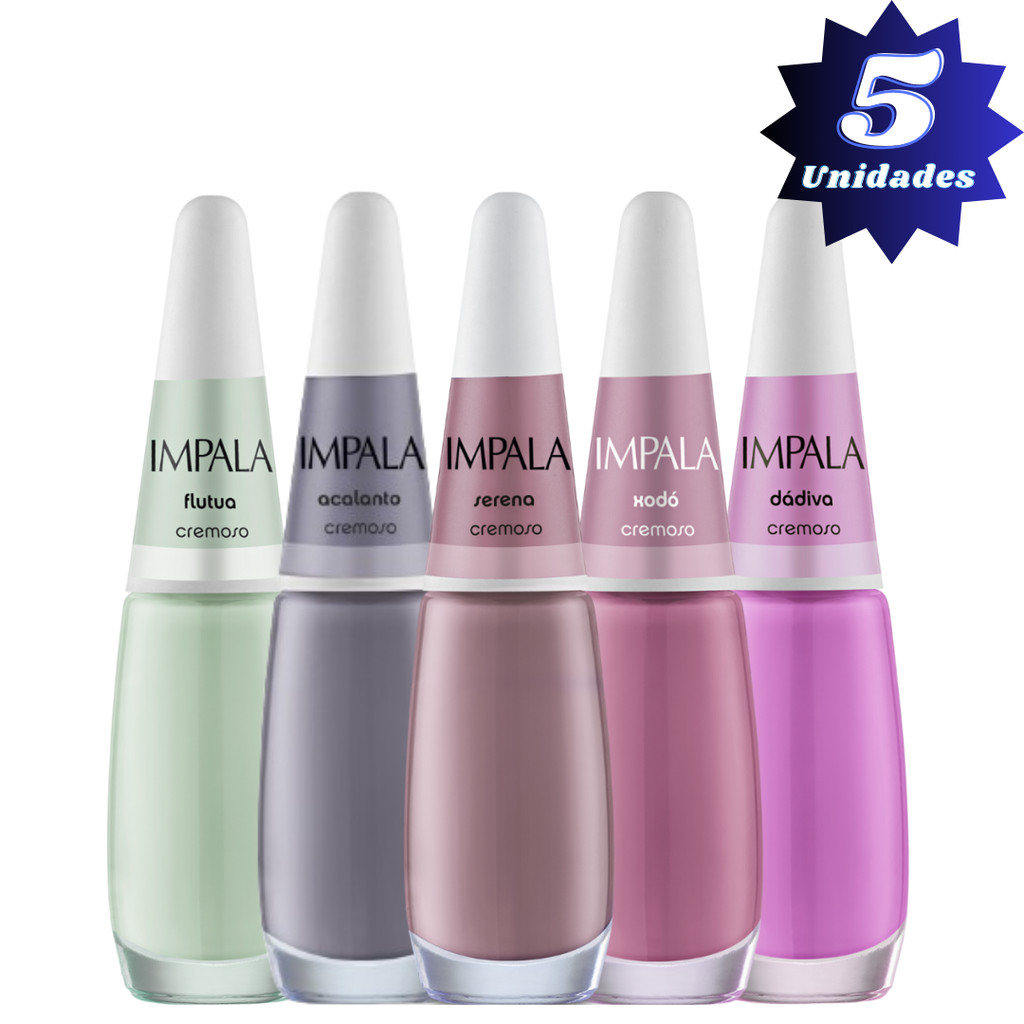 KIT COM 05 ESMALTE IMPALA PASTEIS, SERENA - FLUTUA - ACALANTO -XODÓ ...
