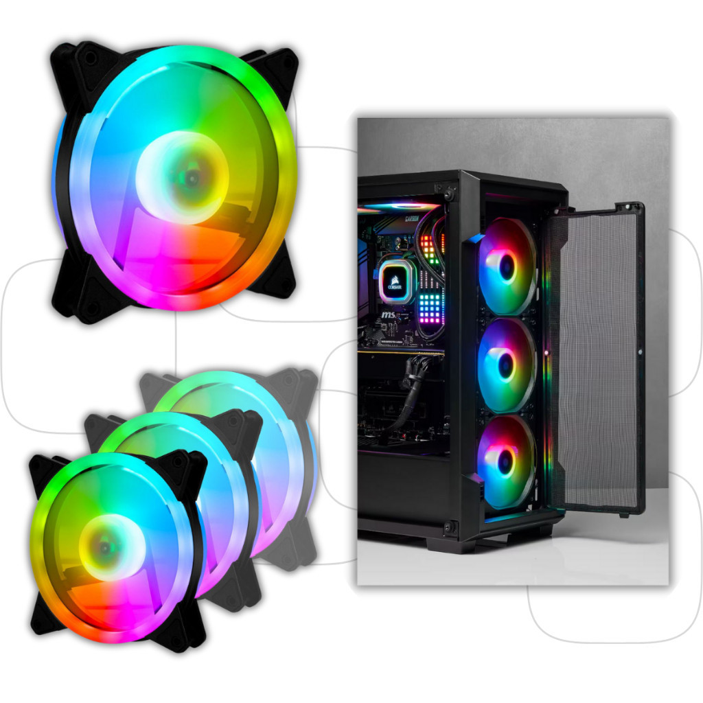 Cooler Fan Led Rainbow 120mm Pc Gamer Fan Gabinete E CPU 3+4pinos ...