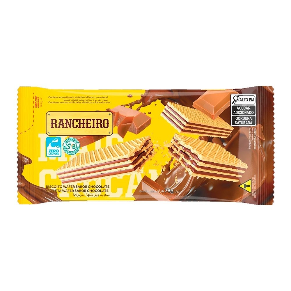 Biscoito Rancheiro Wafer Chocolate 78g - Embalagem com 40 Unidades | Shopee Brasil