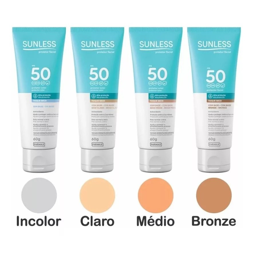 Protetor Solar Facial Sunless FPS 50 - 60g Toque Seco - Original Envio ...