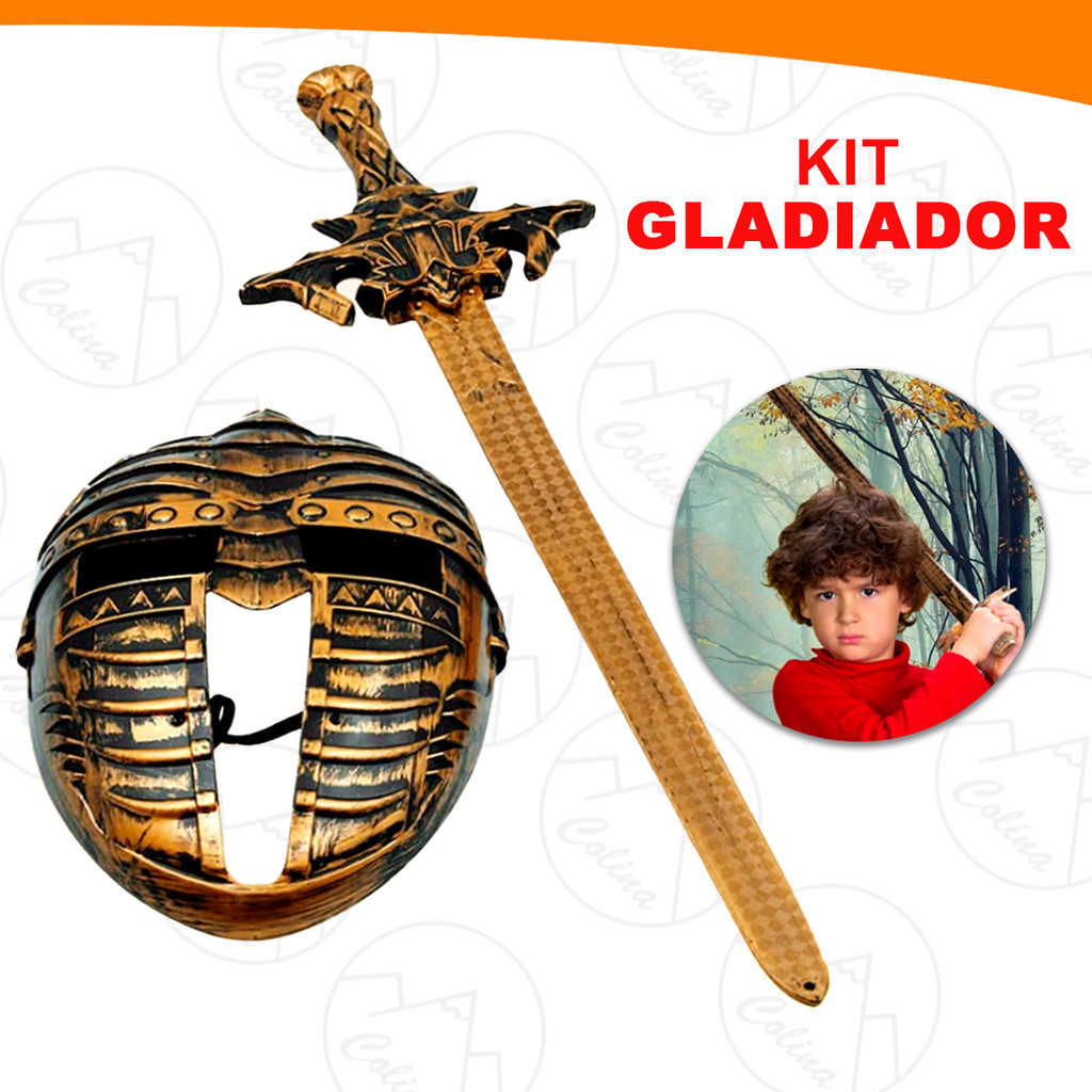 Kit Espada e Máscara Medieval Brinquedo Gladiador Cavalheiro Idade ...